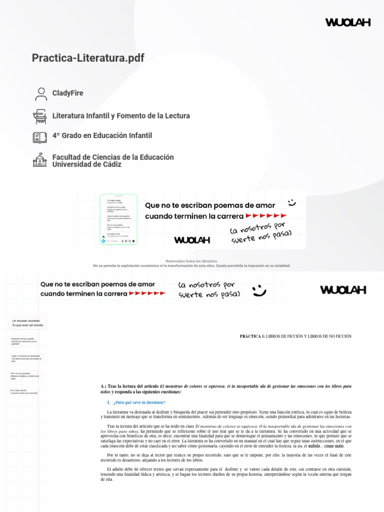 Wuolah Free Practica Literatura | PDF | Literatura infantil | Cuentos