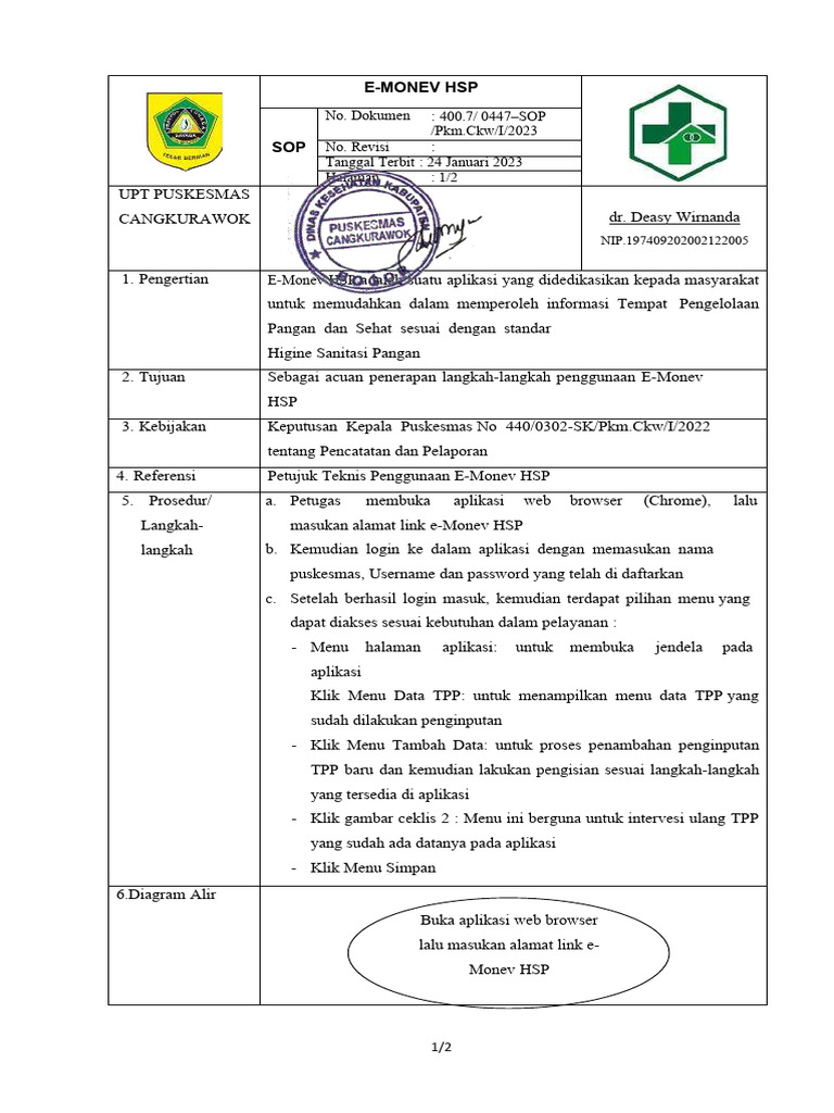 1.6.2.e SOP APLIKASI E-Monev HSP | PDF