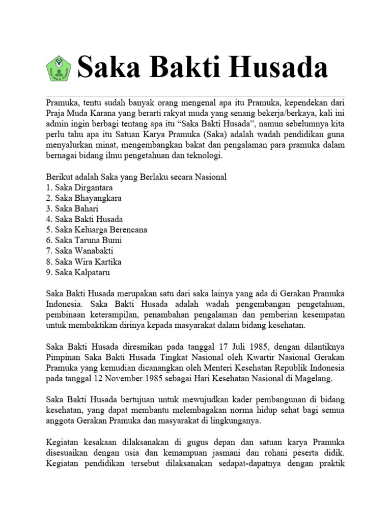 Saka Bakti Husada | PDF