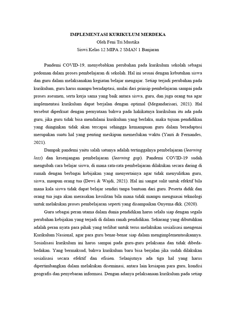 Implementasi Kurikulum Merdeka-Feni | PDF