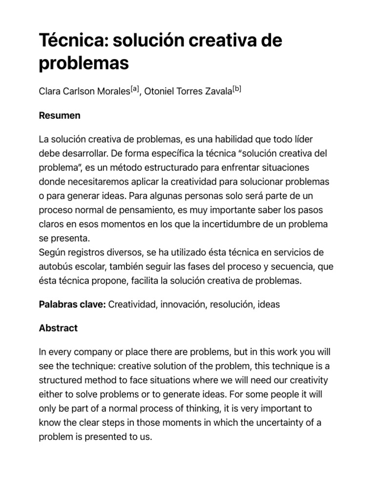 Técnica - Solución Creativa de Problemas | PDF | Creatividad | Innovación
