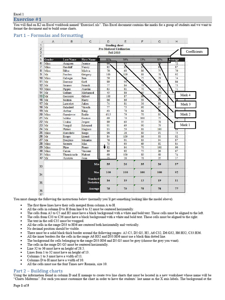 Excel 1 - Instructions | PDF | Chart | Microsoft Excel Excel 1 - Instructions | PDF | Chart | Microsoft Excel