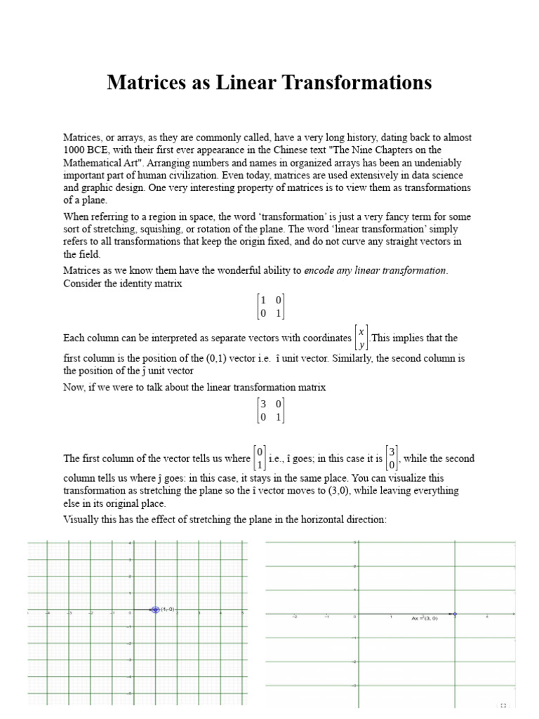 Matrices As Linear Trasformations | PDF | Matrix (Mathematics) | Linear Map