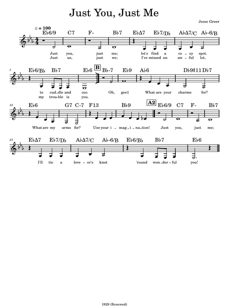 Just You Just Me Lead Sheet With Lyrics | PDF