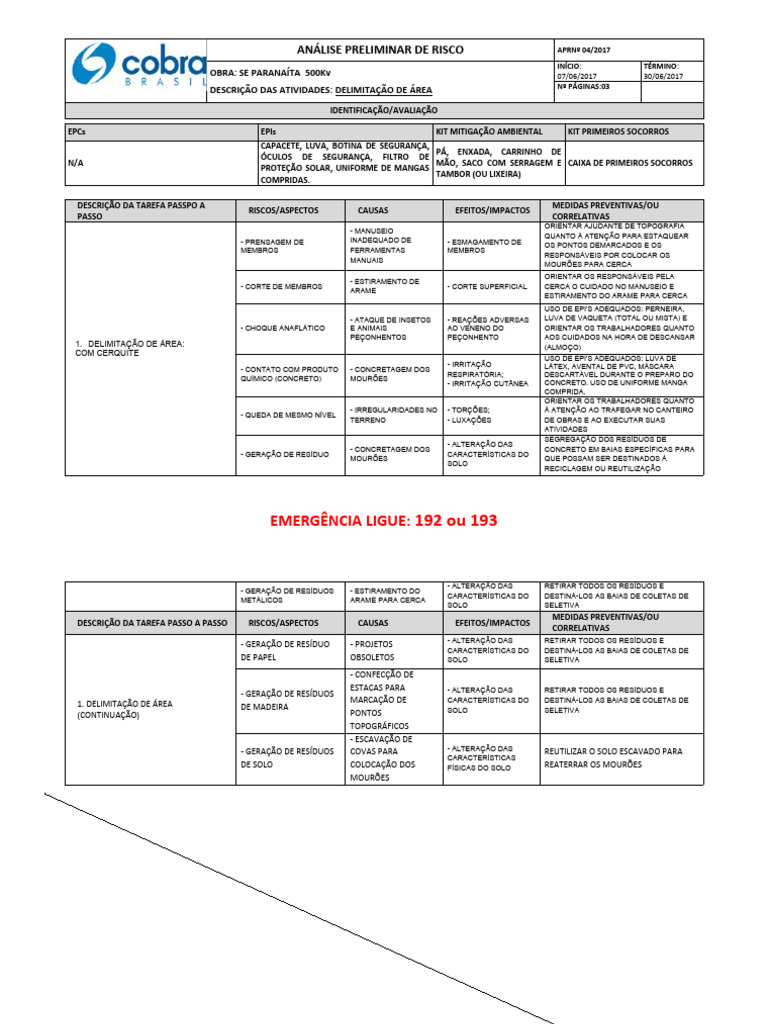 APR 001 - Delimitação de Área | PDF | Materiais