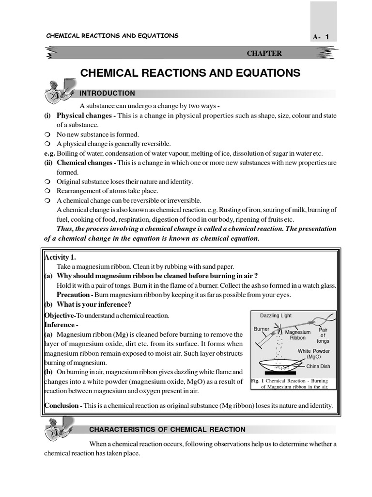 Characteristics of Chemical Reactions | PDF | Chemical Reactions ...