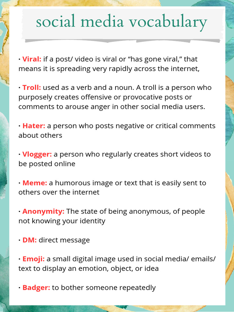 Social Media Terms for Beginners | PDF