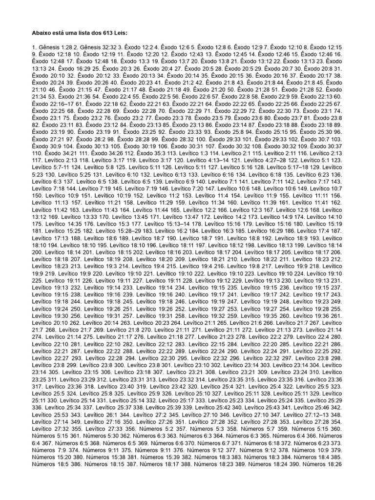 Abaixo Está Uma Lista Dos 613 Leis | PDF