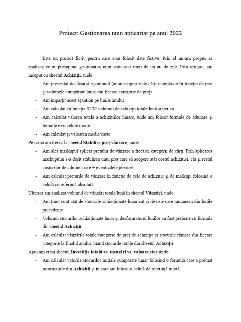 Explicatie Proiect Aplicații Computerizate | PDF