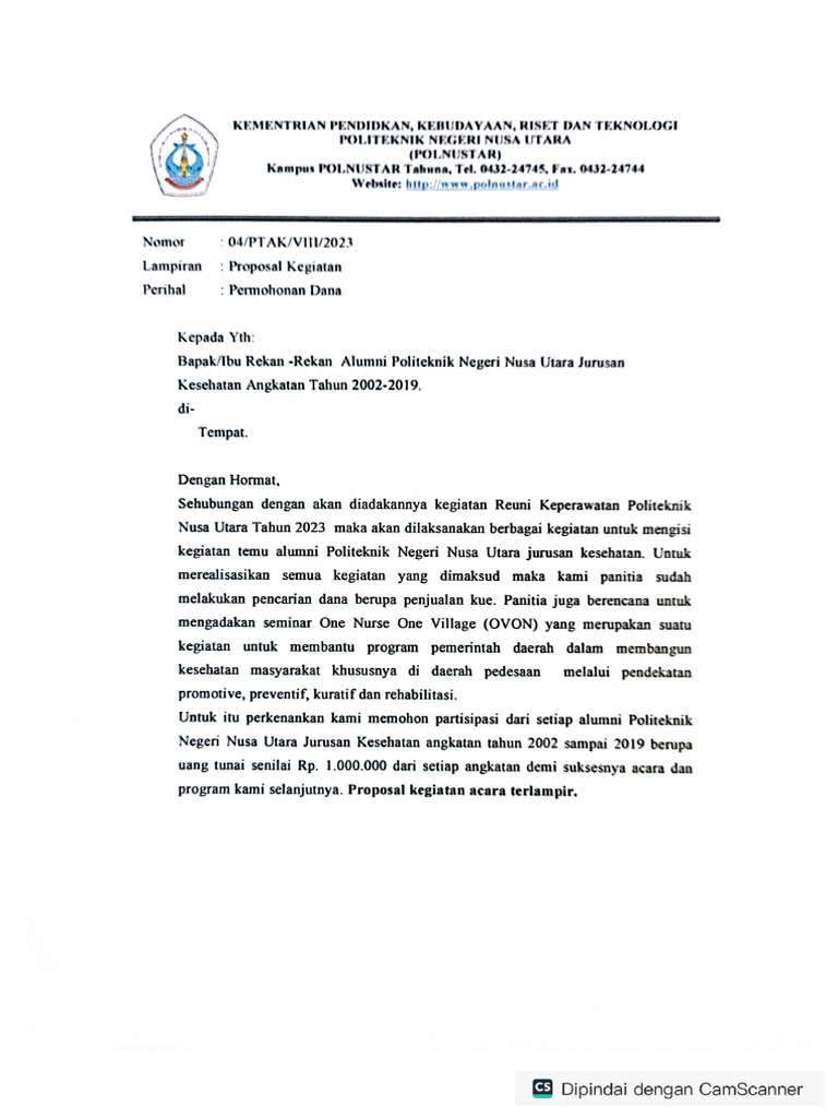 Proposal Permohonan Dana Alumni | PDF