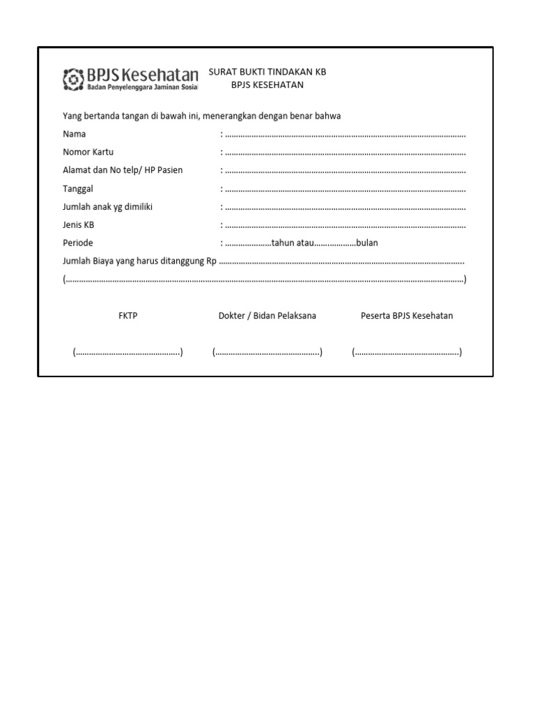 Surat Bukti Tindakan KB | PDF
