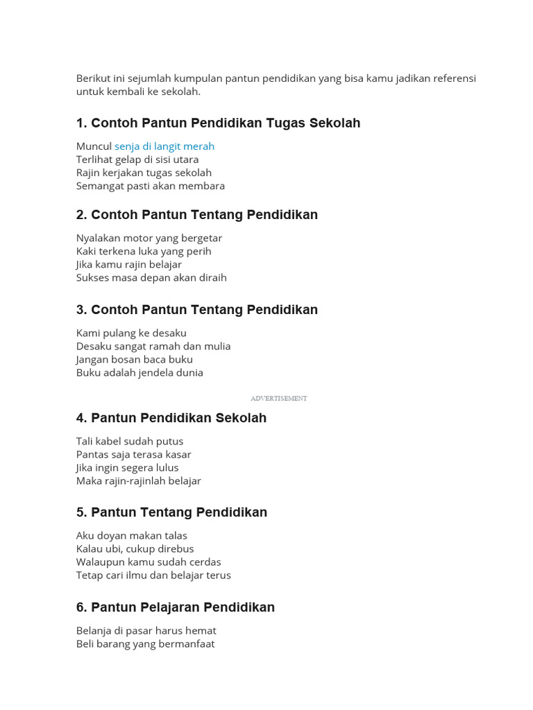 Pantun Pendidikan | PDF