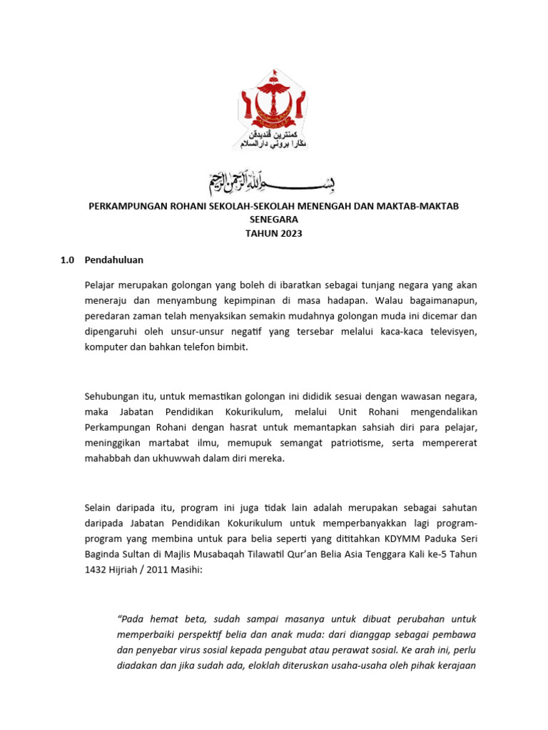 Kertas Kerja Perkampungan Rohani 2023 | PDF