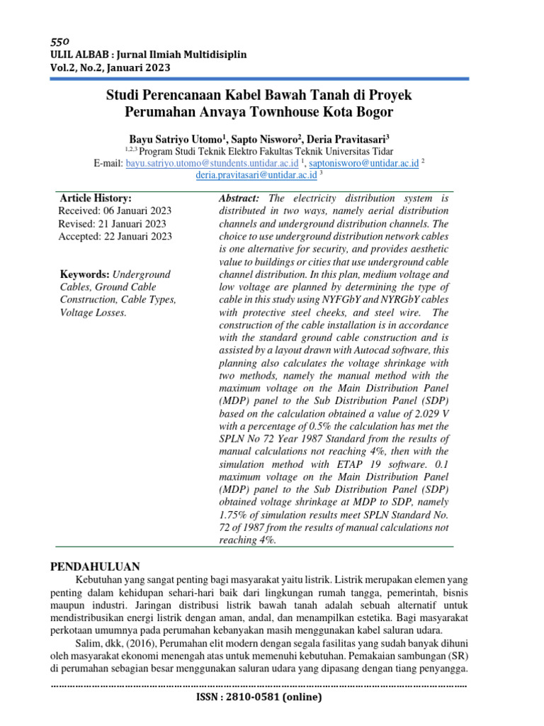 Underground Cable Planning Study | PDF | Electrical Engineering ...