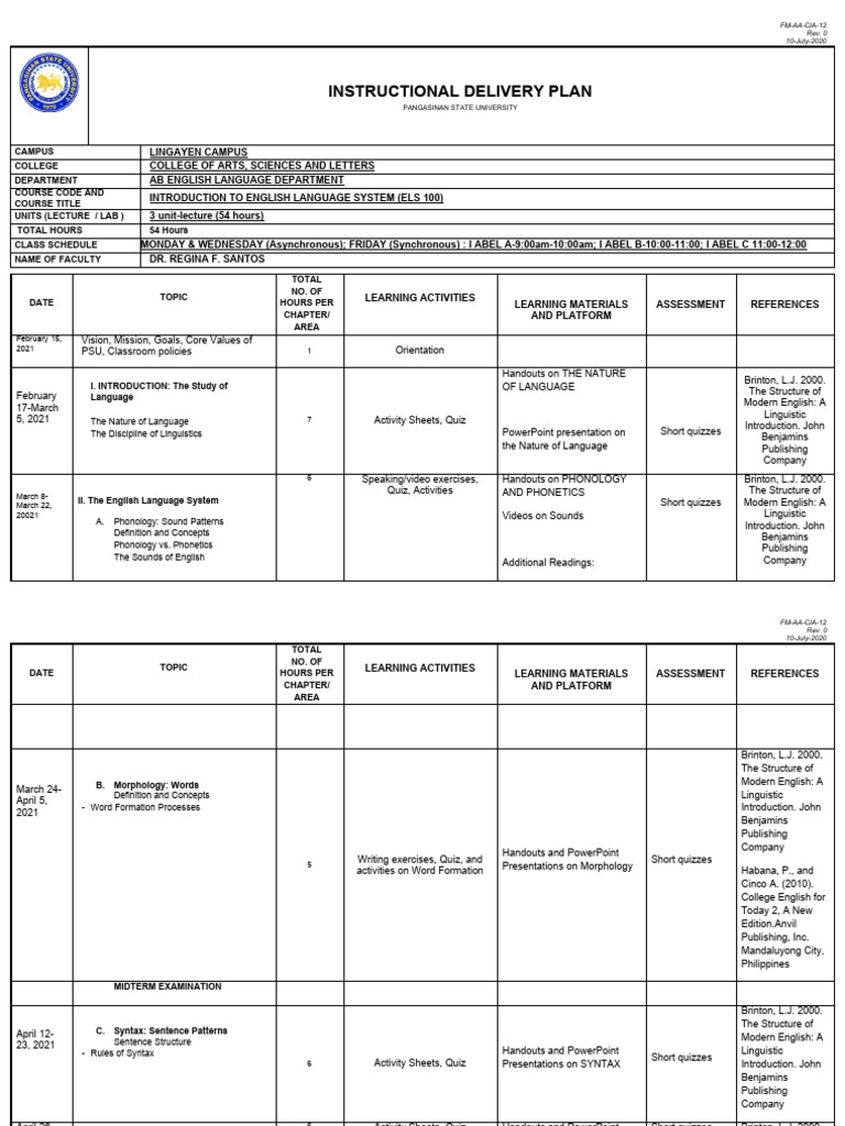 ELS-100-IDP Finallll | Download Free PDF | Linguistics | Syntax