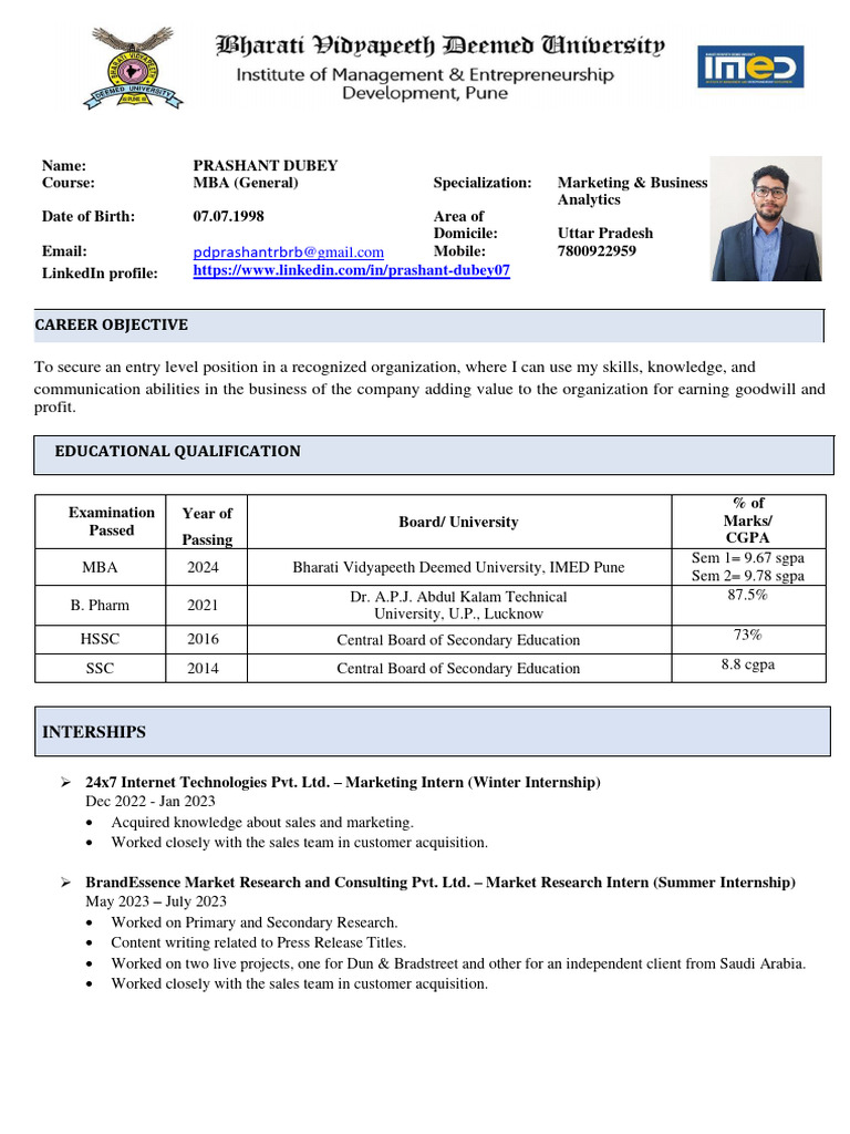 Prashant Dubey CV | Download Free PDF | Business Economics | Business Prashant Dubey CV | Download Free PDF | Business Economics | Business
