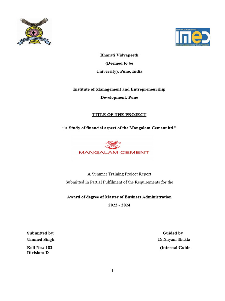 Ummed Sip Report Pdf Net Present Value Internal Rate Of Return