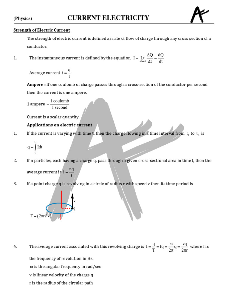 Current Electricity Concepts | PDF