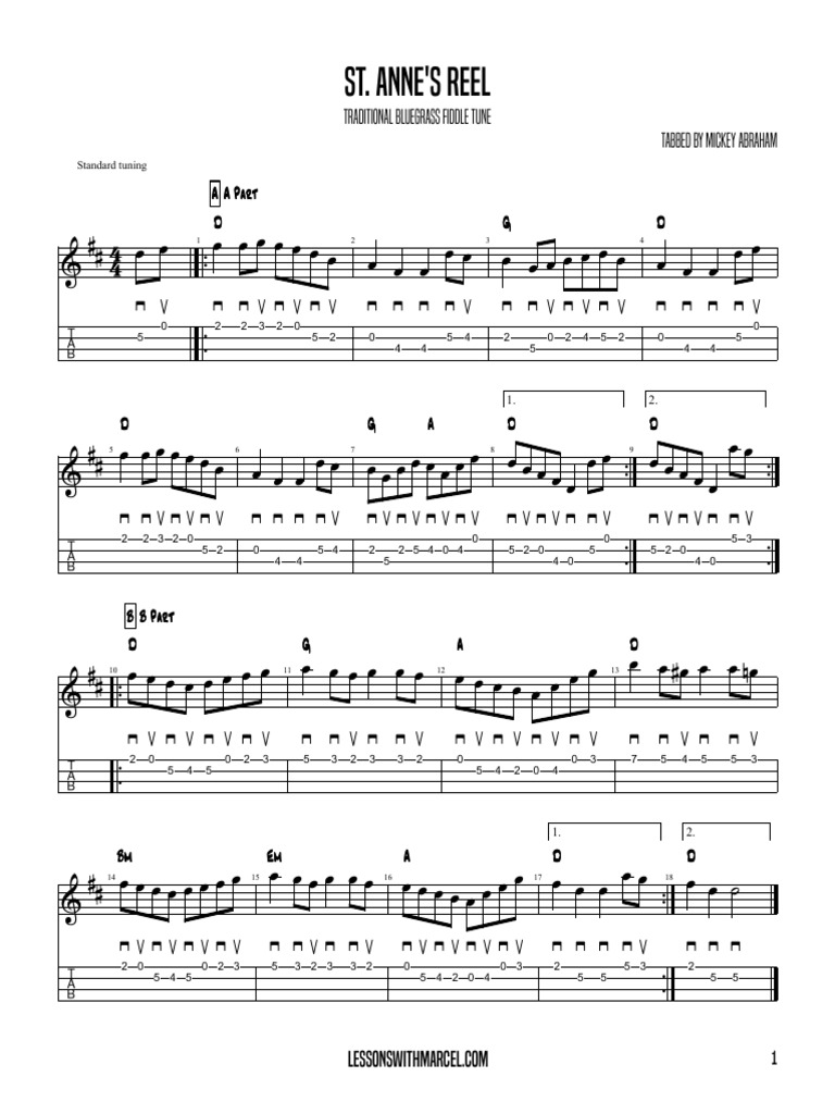 ST Annes Reel Mandolin Intermediate Sheet Music and Tab | PDF