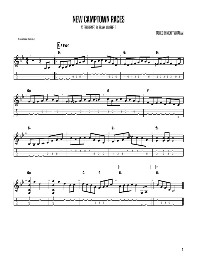 New Camptown Races Mando Sheet Music and Tab 5ruwcs | PDF