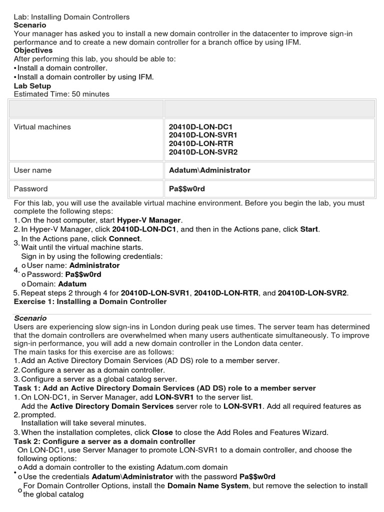 Lab For Module 2 | PDF | Active Directory | Hyper V