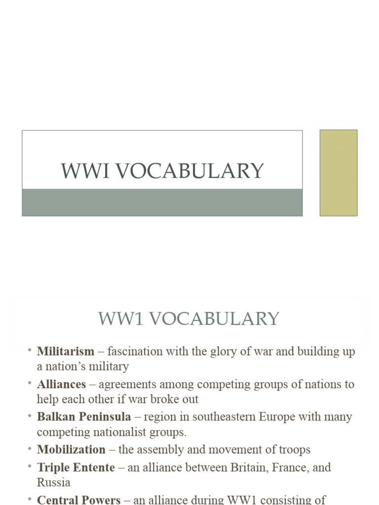 Wwi Vocabulary | PDF