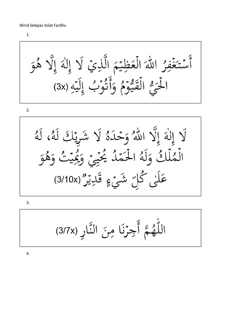 Wirid & Doa Selepas Solat - BM | PDF