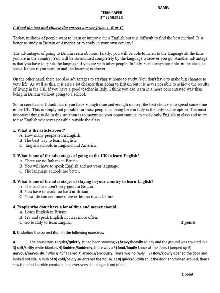 Term Paper 9th Grade | PDF