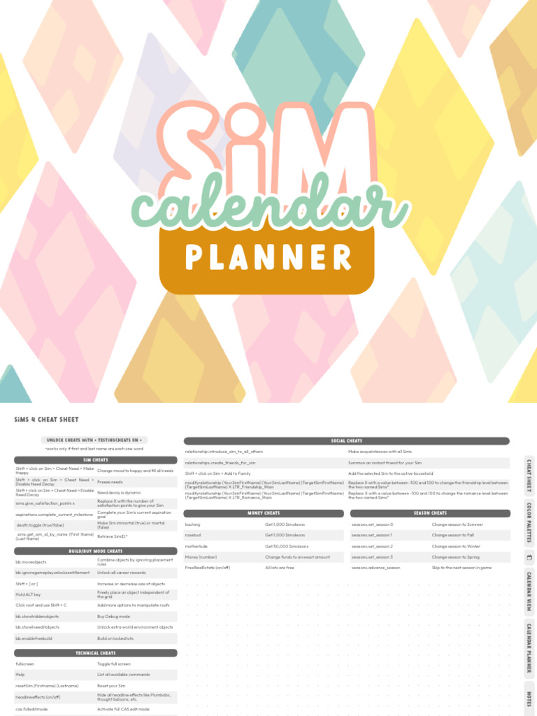 Digital Sim Calendar Planner Freebie | PDF