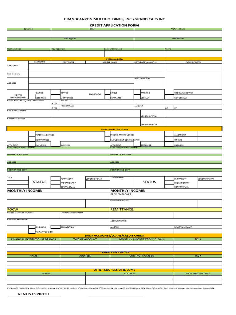 Application Form Fao Empty | PDF | Loans | Credit