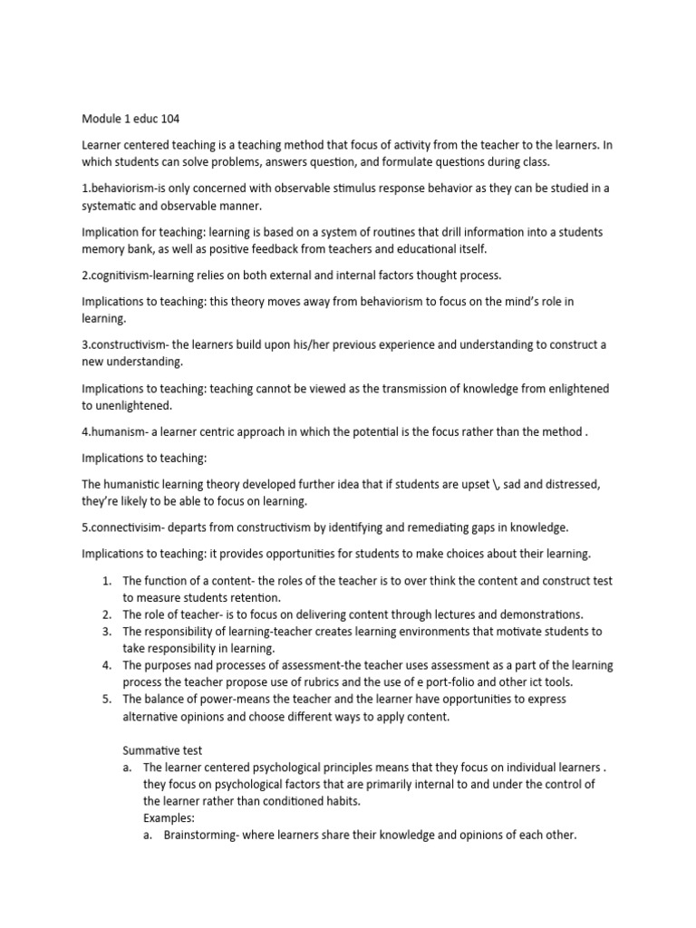 Karen Educ 104 Module 1 | PDF | Learning | Teachers