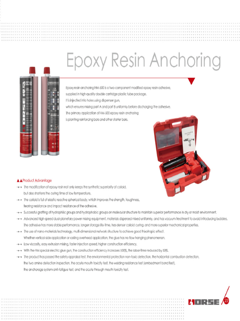 HM-500 Epoxy Anchor - Horse Construction | PDF