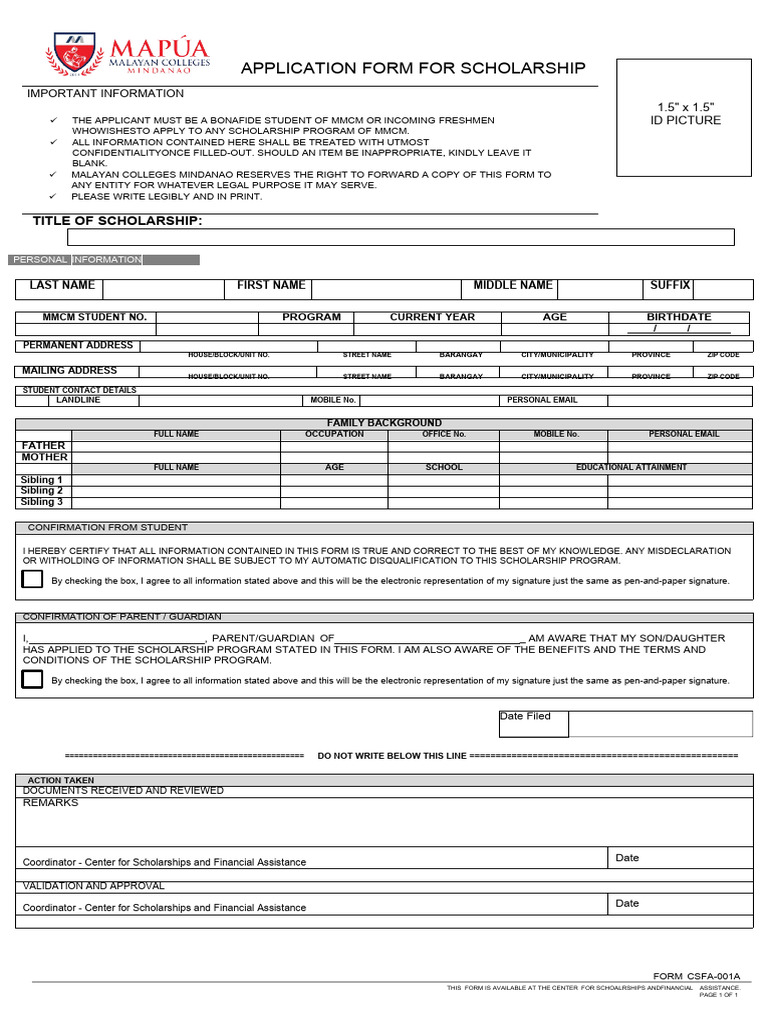 Application For Scholarship Form 2023 - New 1 | PDF | Signature ...