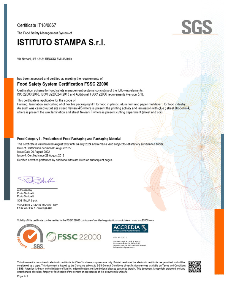 FSSC 22000 Ing 2022 | PDF