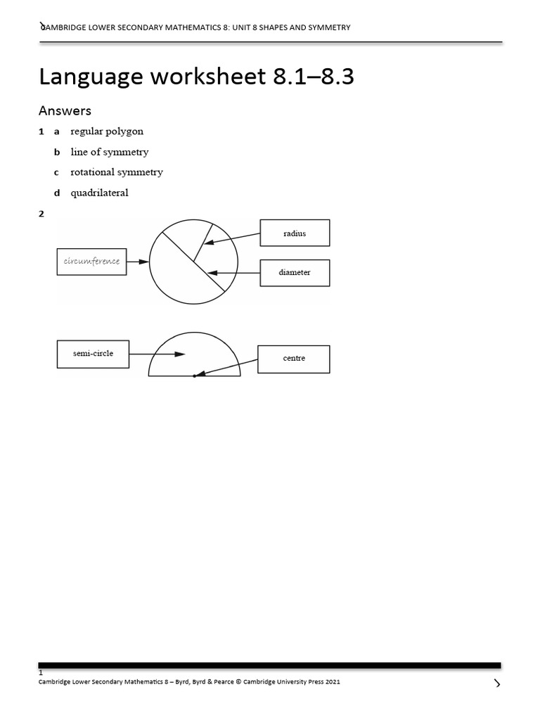 Unit 8: Shapes and Symmetry Answers | PDF