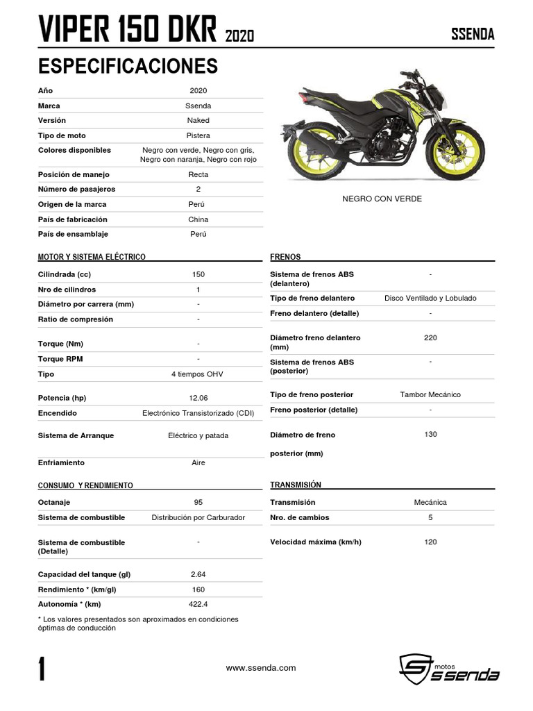 Viper 150 DKR | PDF | Motocicleta | Industria automotriz