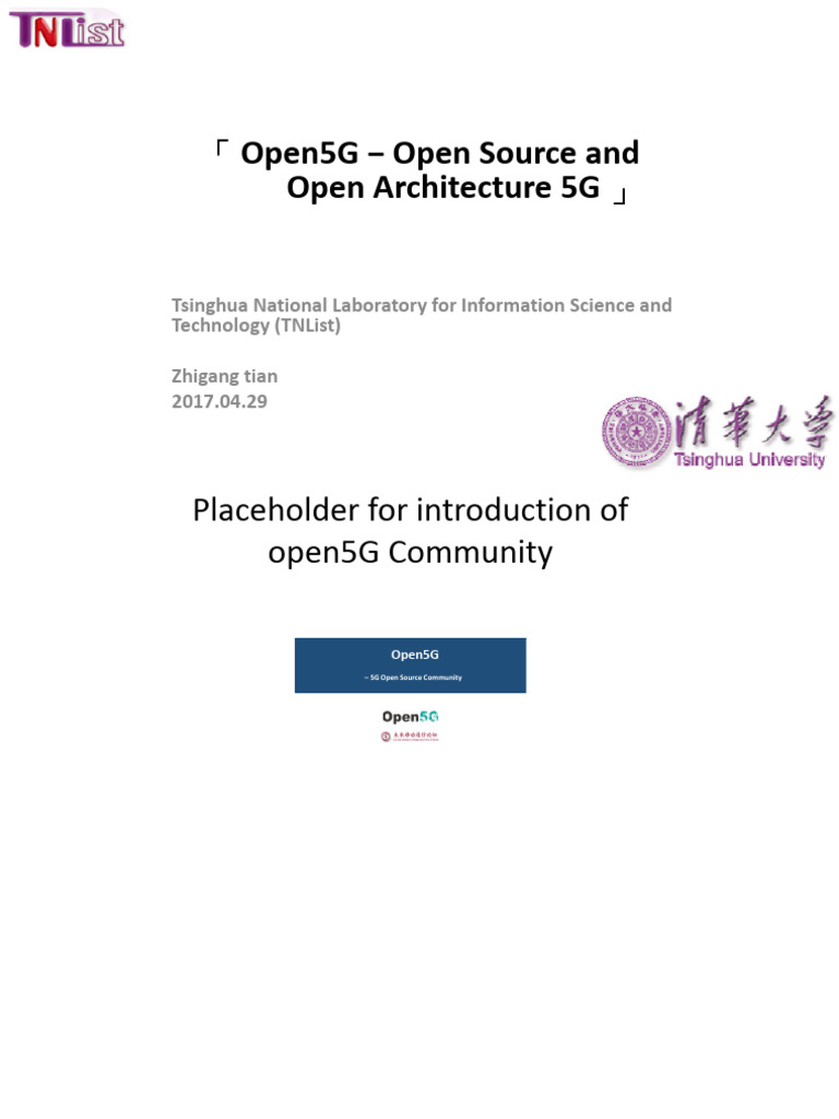 Zhigang Tian - Open5G-Open Source and Open Architecture 5G | Download Free PDF | Internet Of ...