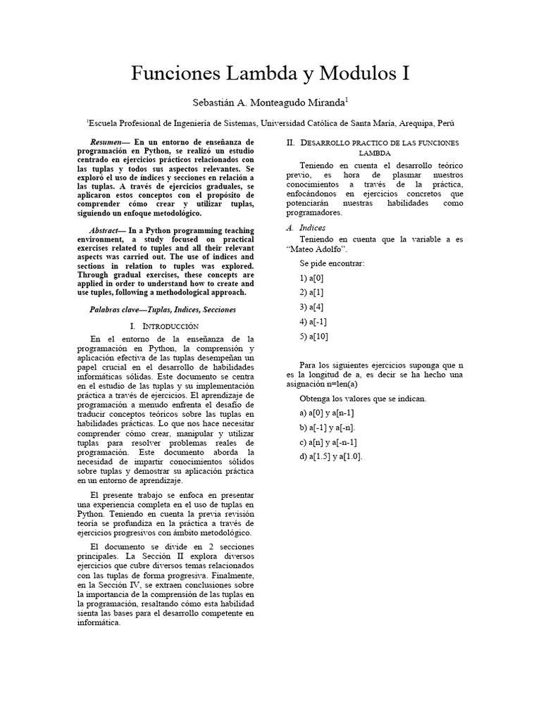 Funciones Lambda y Modulos I | PDF | Python (lenguaje de programación) | Aprendizaje