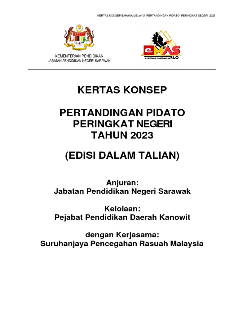 Kertas Konsep Bahasa Melayu Pertandingan Pidato Peringkat Negeri 2023 | PDF Kertas Konsep Bahasa Melayu Pertandingan Pidato Peringkat Negeri 2023 | PDF