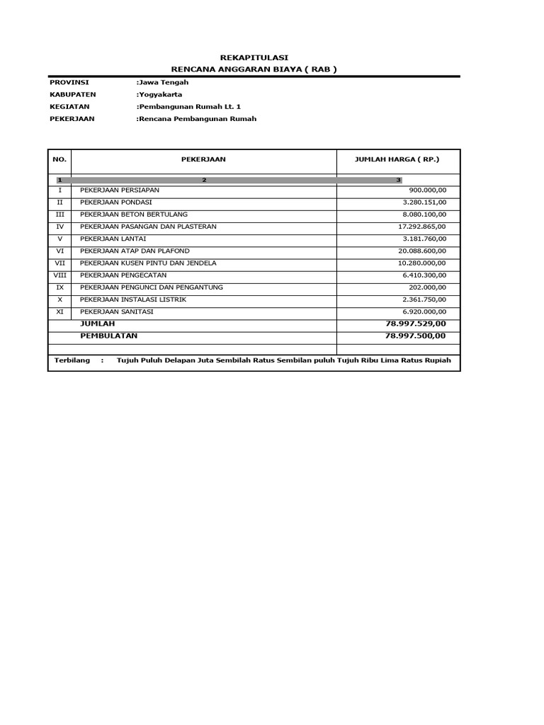 Tugas Menyusun RAB Pembangunan Rumah - Rosita | PDF