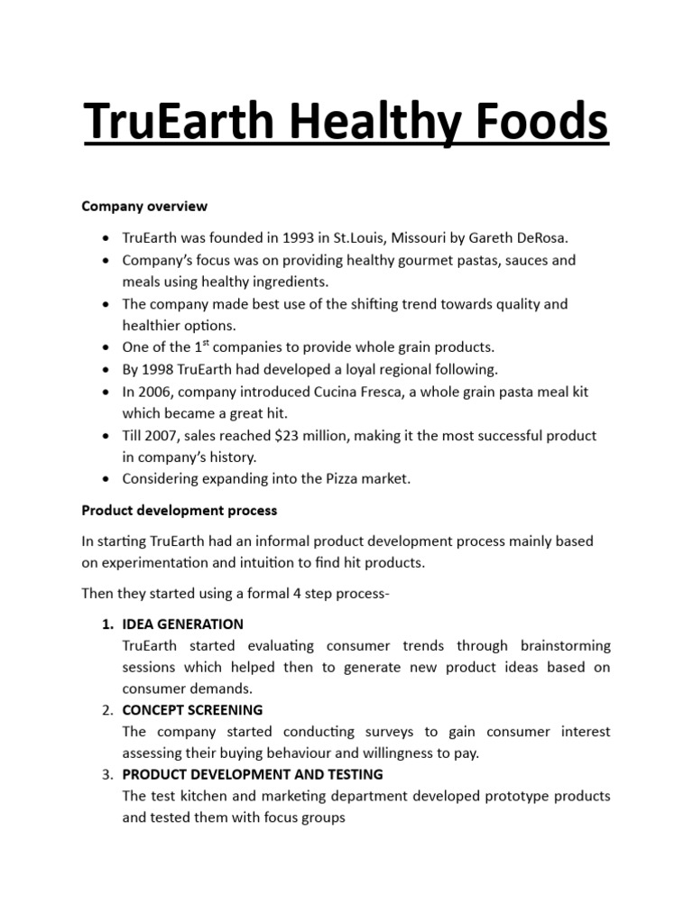 TruEarth's Healthy Pasta and Pizza Strategy | PDF | Pasta | Pricing