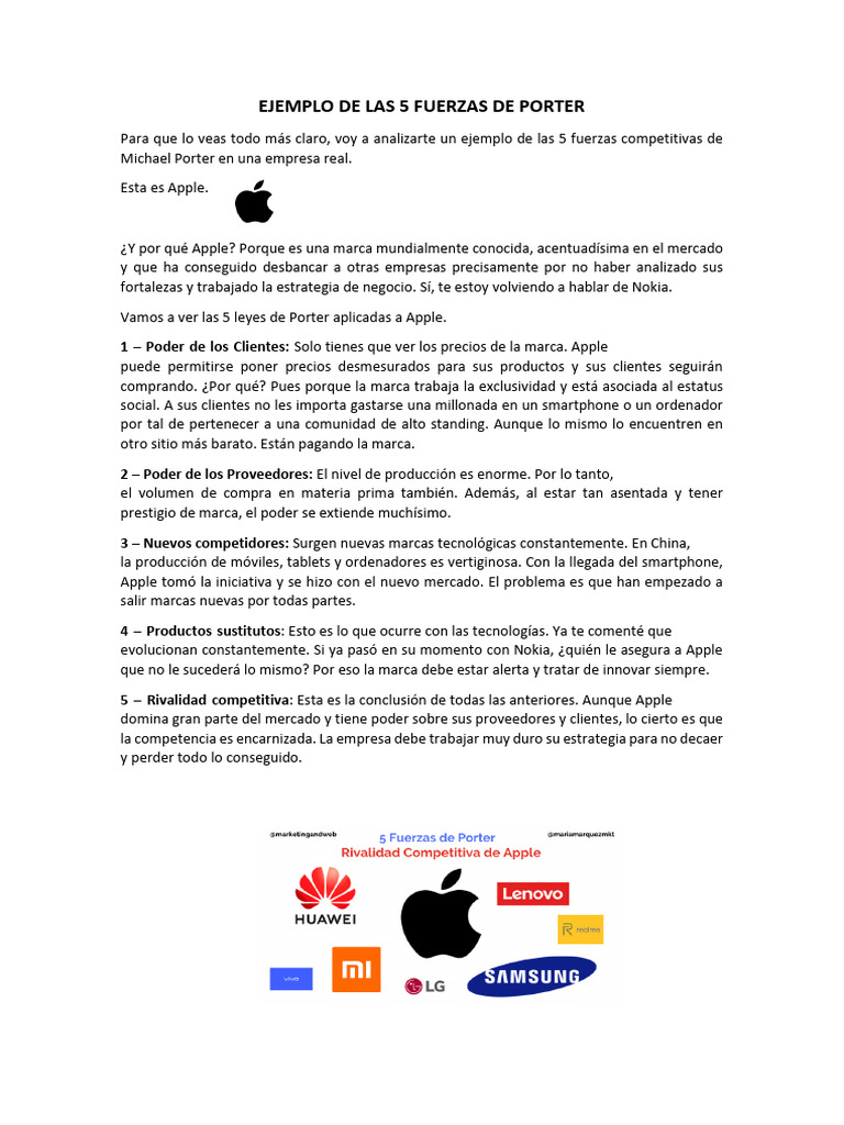 S5 Ejemplo de Las 5 Fuerzas de Porter | PDF