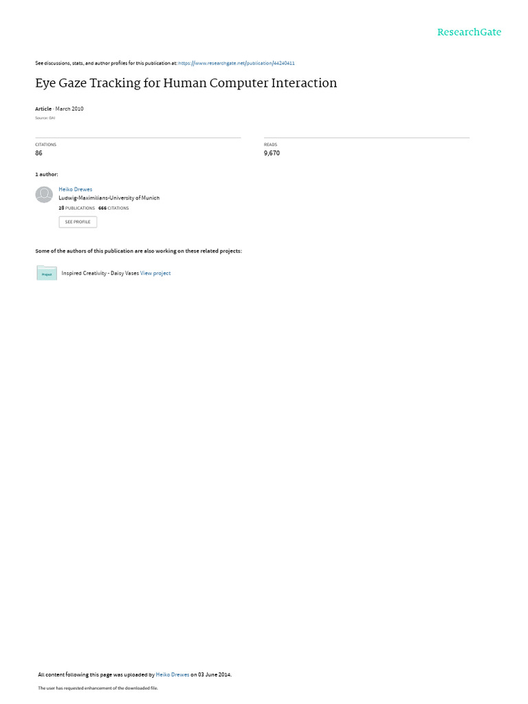 Eye Tracking in HCI | PDF | Human–Computer Interaction | User Interface