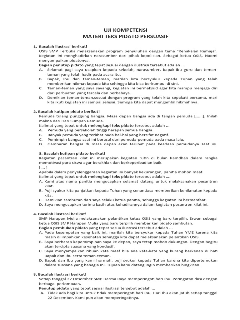 Uji Kom Materi Teks Pidato Persuasif | PDF