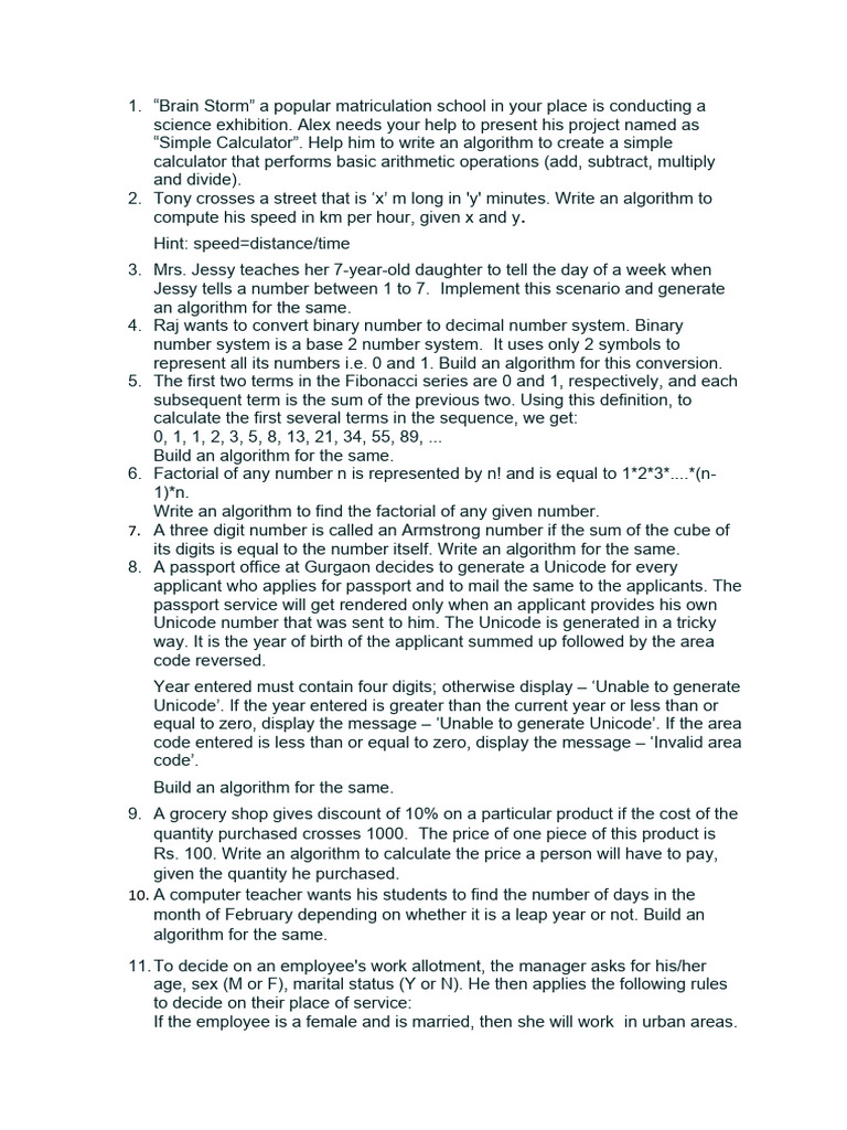 1 Algorithm Practice | PDF | Numbers | Matrix (Mathematics) 1 Algorithm Practice | PDF | Numbers | Matrix (Mathematics)