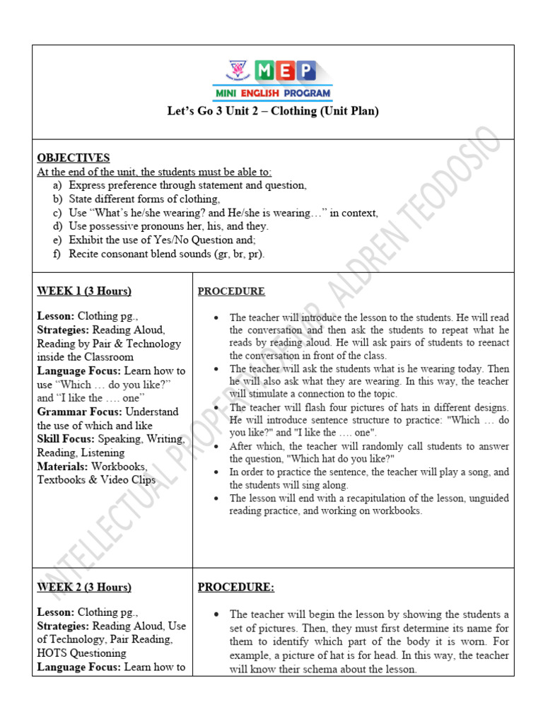 Let's Go 3 Unit 2 LP | PDF | Vocabulary | Applied Linguistics