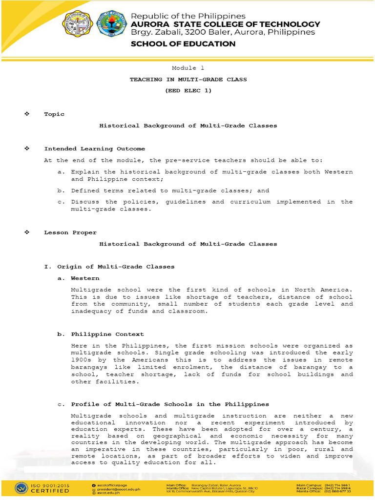 EED Elec 1 Prelim Module | PDF | Curriculum | Teachers