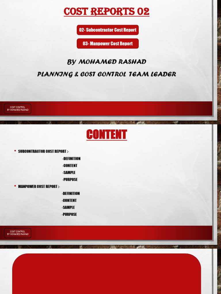 Subcontractors & Manpower Cost Reports | Download Free PDF | Cost Accounting | Human Resources