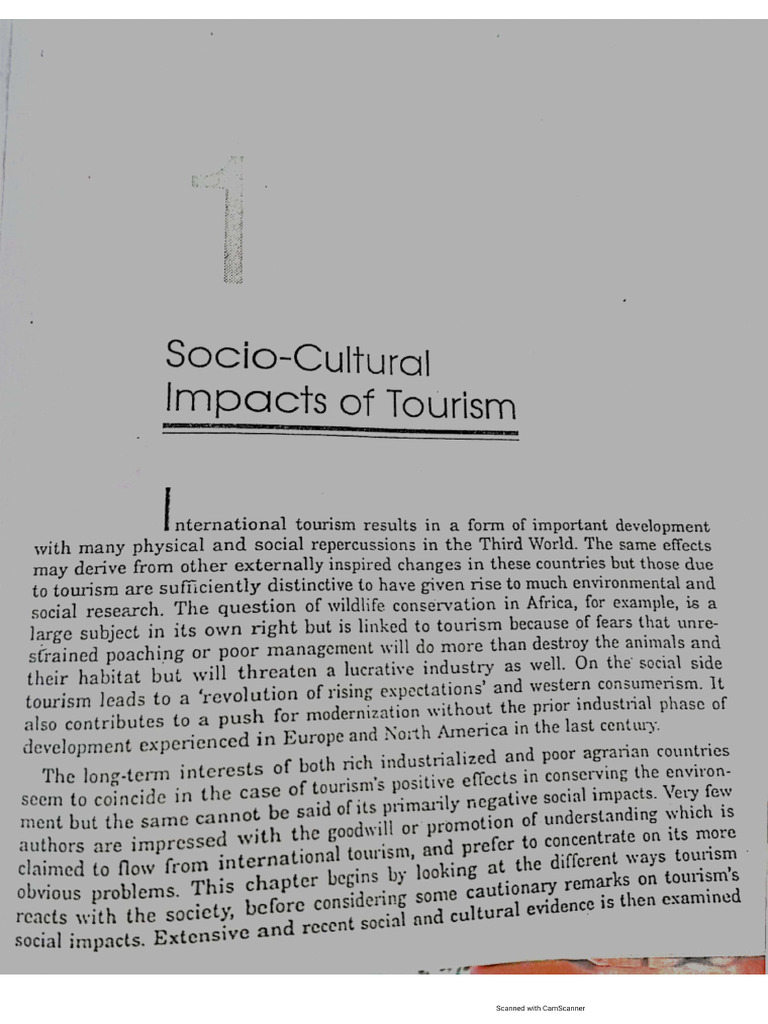 Socio-Cultural Impacts of Tourism | PDF