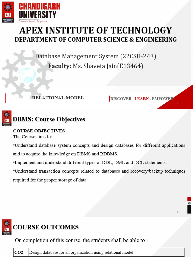 Lecture 1.2.5 - Relational Model (RM) | PDF | Relational Database | Relational Model